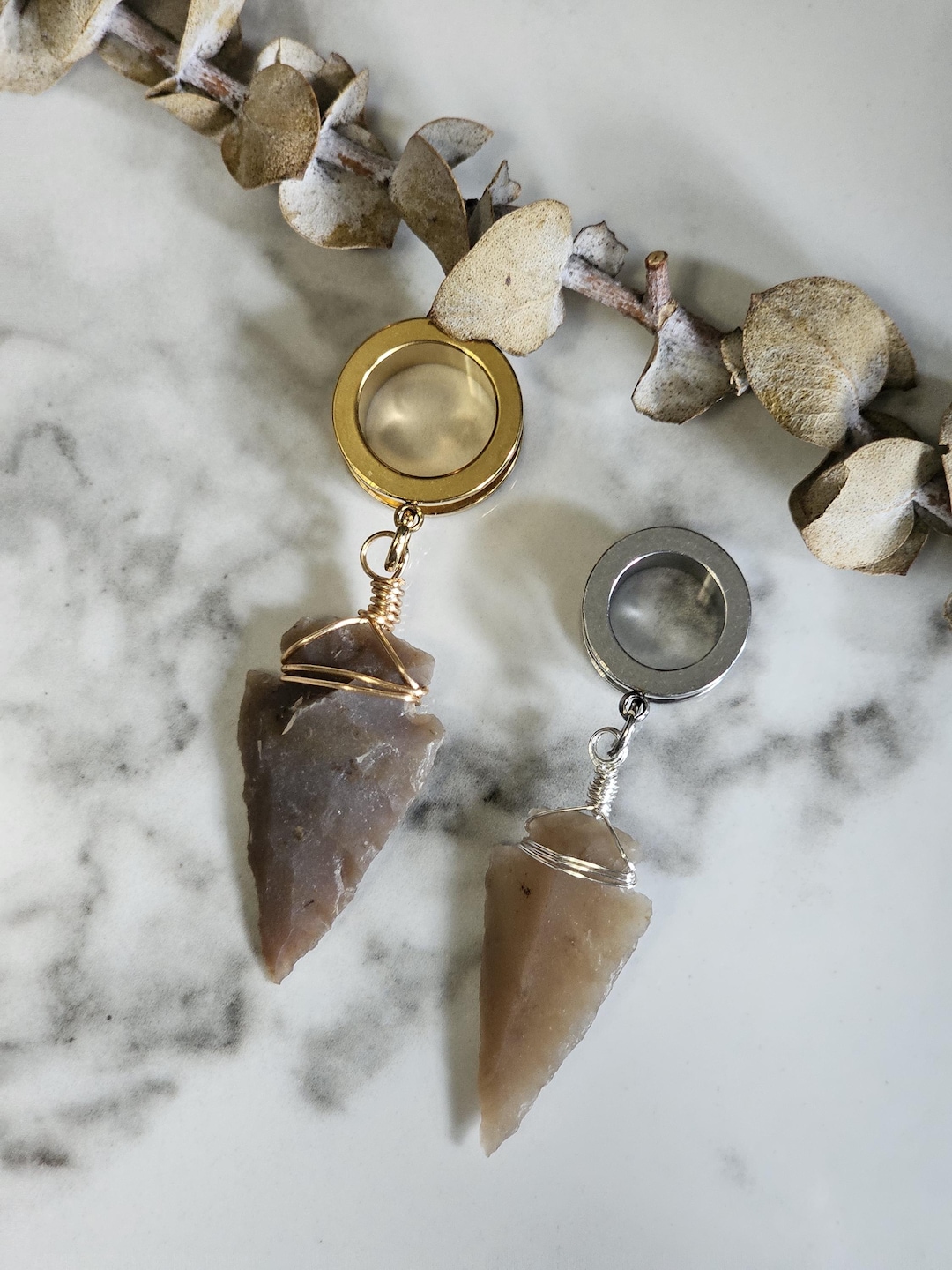 Single Arrowhead Dangle Plugs Dangle Gauges. - Etsy