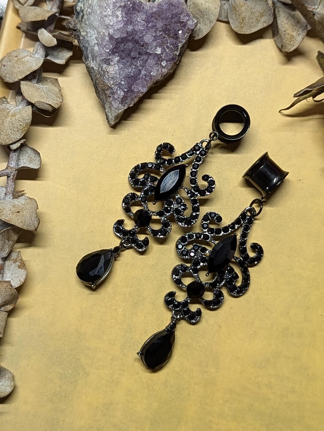 Victorian Crystal Dangle Gauges: Stainless Steel Plugs - Etsy Australia