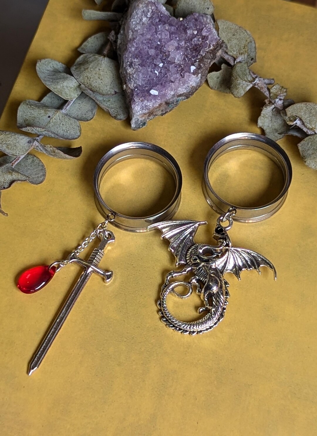 Dragon Dangle Gauges Dangle Plugs Fourth Wing Inspired - Etsy