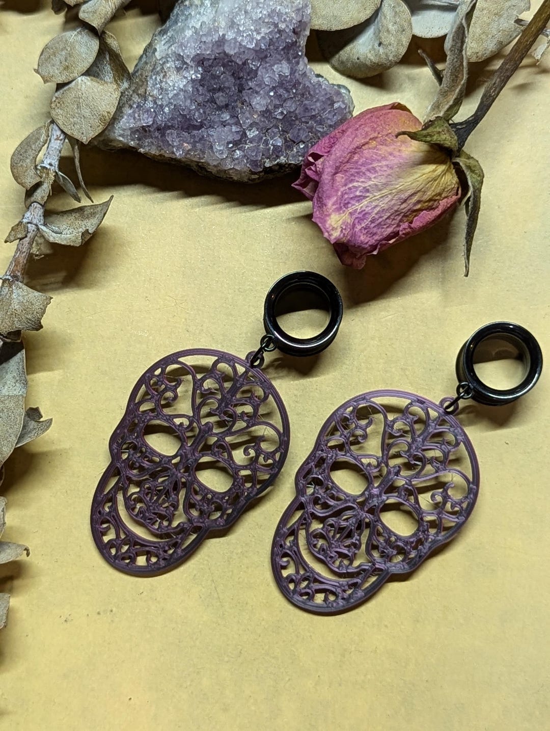 Sugar Skull Dangle Gauges Dangle Plugs - Etsy