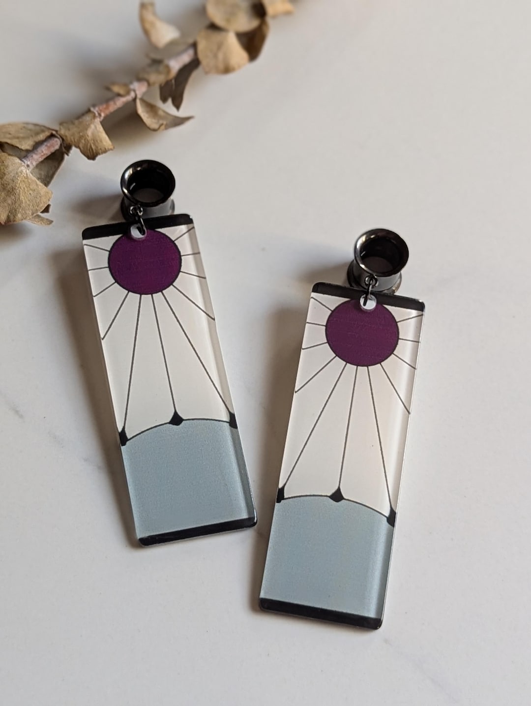 Demon Slayer Cosplay Tanjiro Inspired Dangle Gauges Dangle Plugs - Etsy