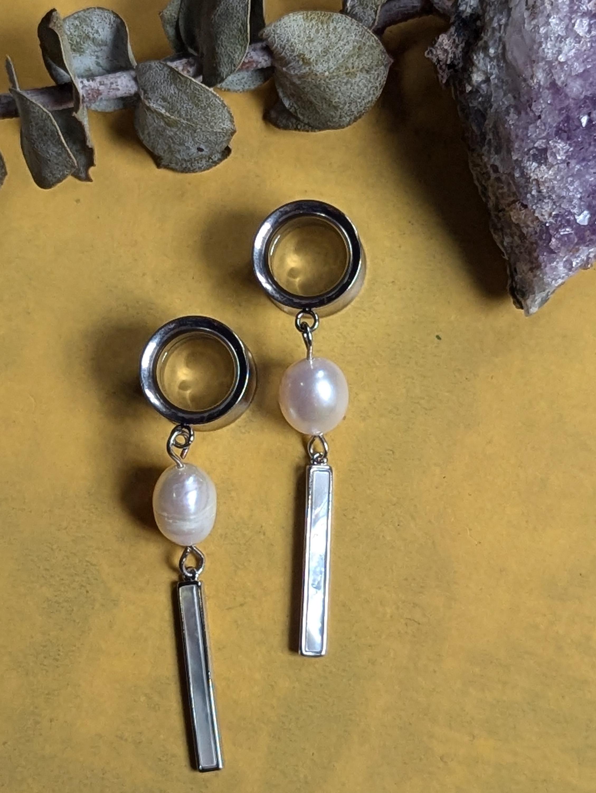 Freshwater Pearl Dangle Gauges Dangle Plugs - Etsy