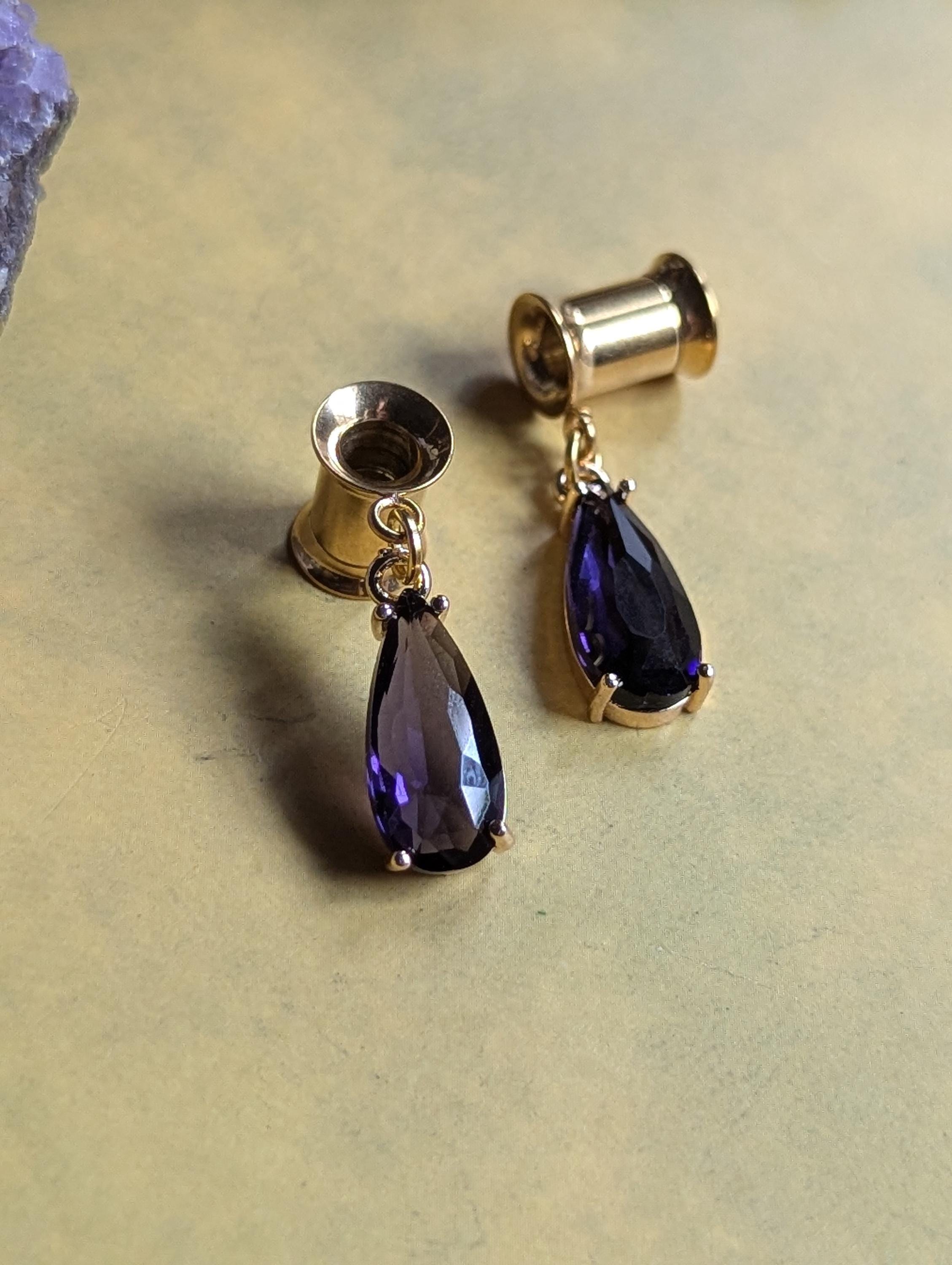 Crystal Drop Dangle Gauges Dangle Plugs - Etsy