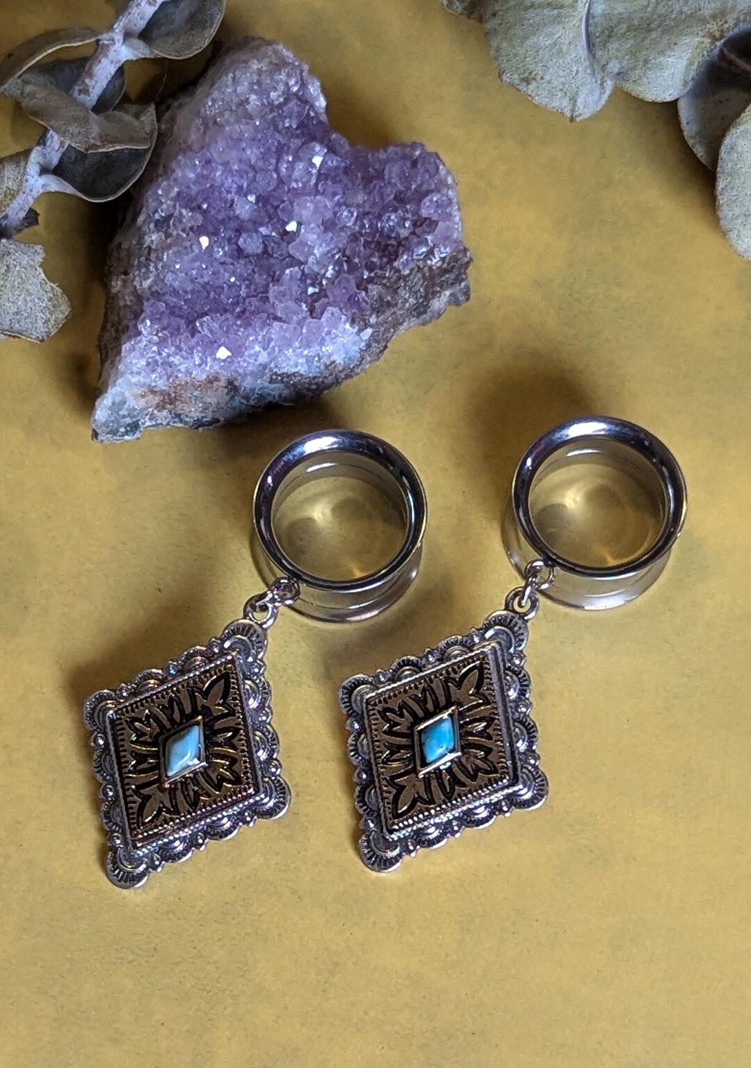 Diamond Dangle Plugs Dangle Gauges - Etsy