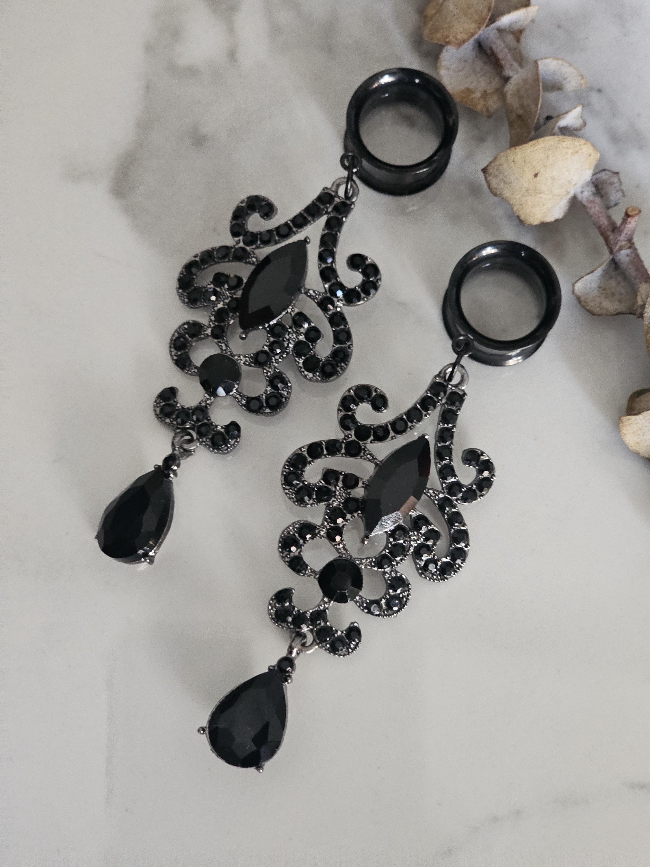 Victorian Crystal Dangle Gauges: Stainless Steel Plugs - Etsy