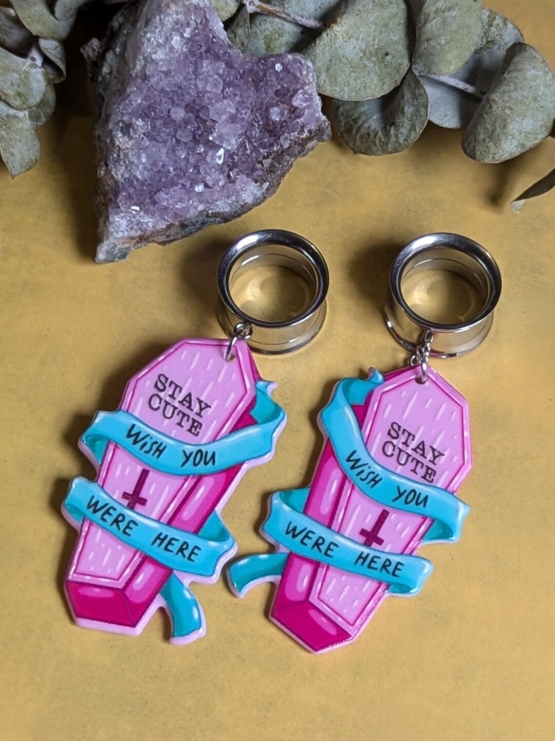 Girly Coffin Dangle Gauges Dangle Plugs - Etsy