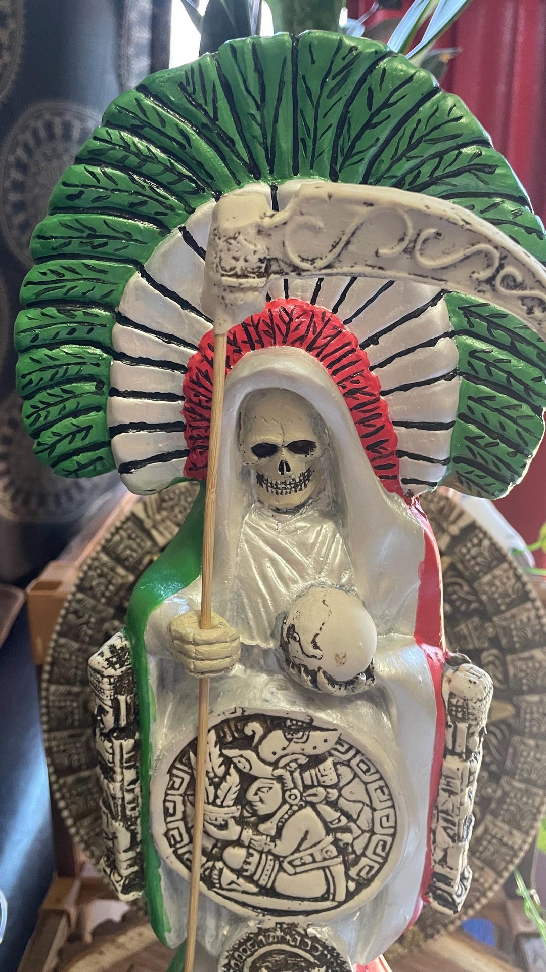 Santa Muerte 16” Statue Bandera Mexicana Curada / Mexican Flag Cured ...