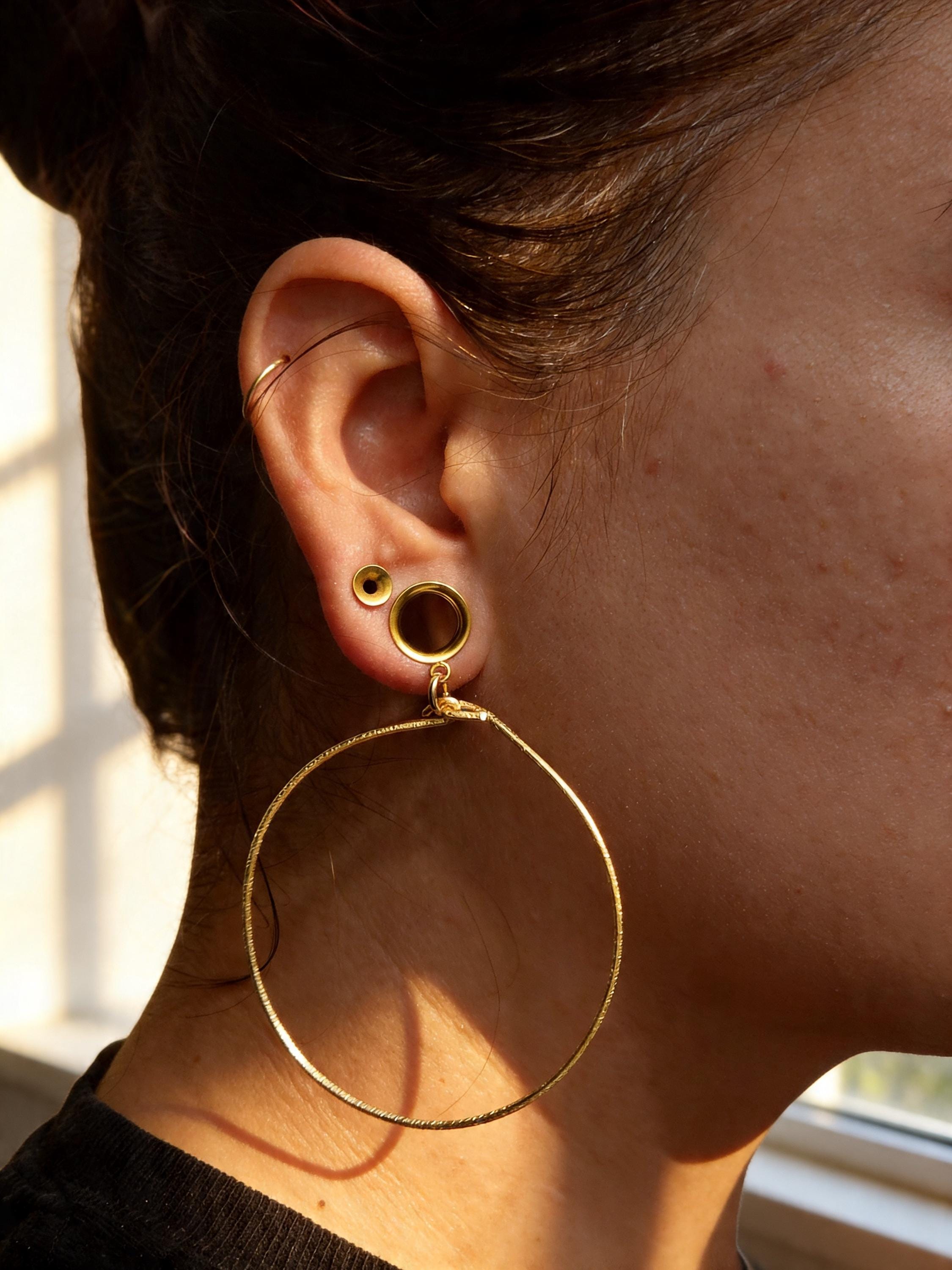 Large Hoop Dangle Gauges Dangle Plugs - Etsy