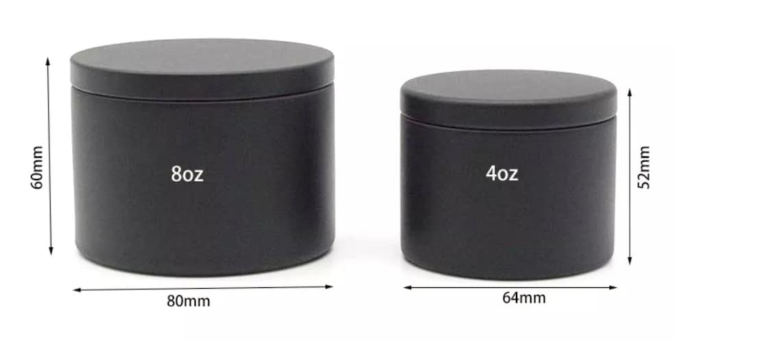 Matte Black Metal Tin Candle Container With Lid 8 Oz. 4 - Etsy