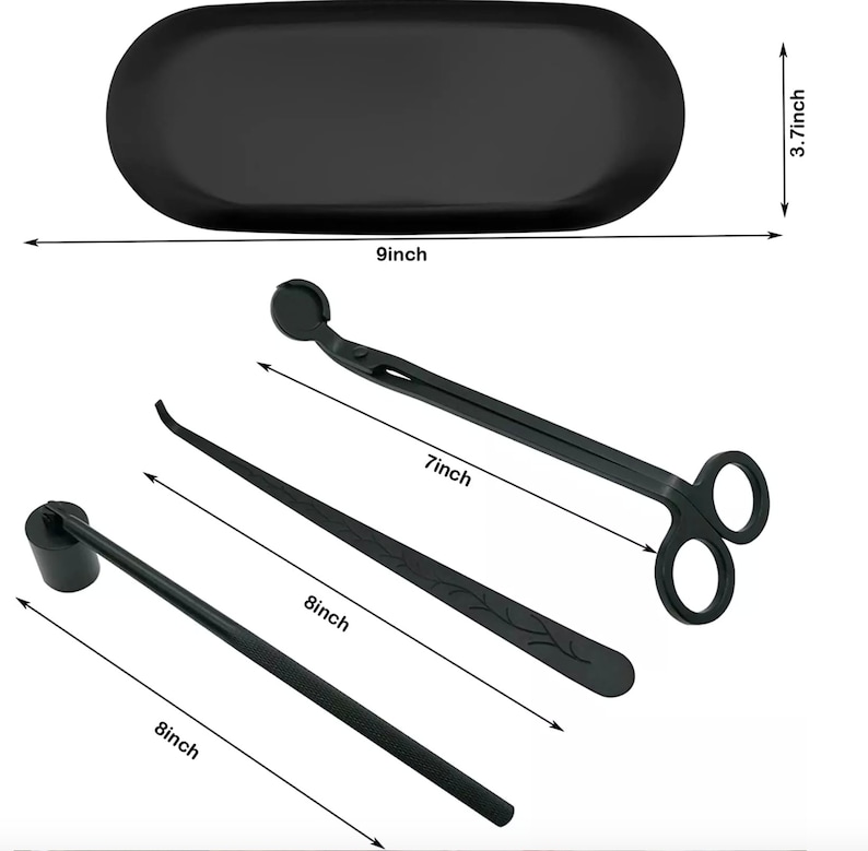 Black Candle Care Kit Set | 4 Piece Set | Wick Trimmer | Candle Tools ...