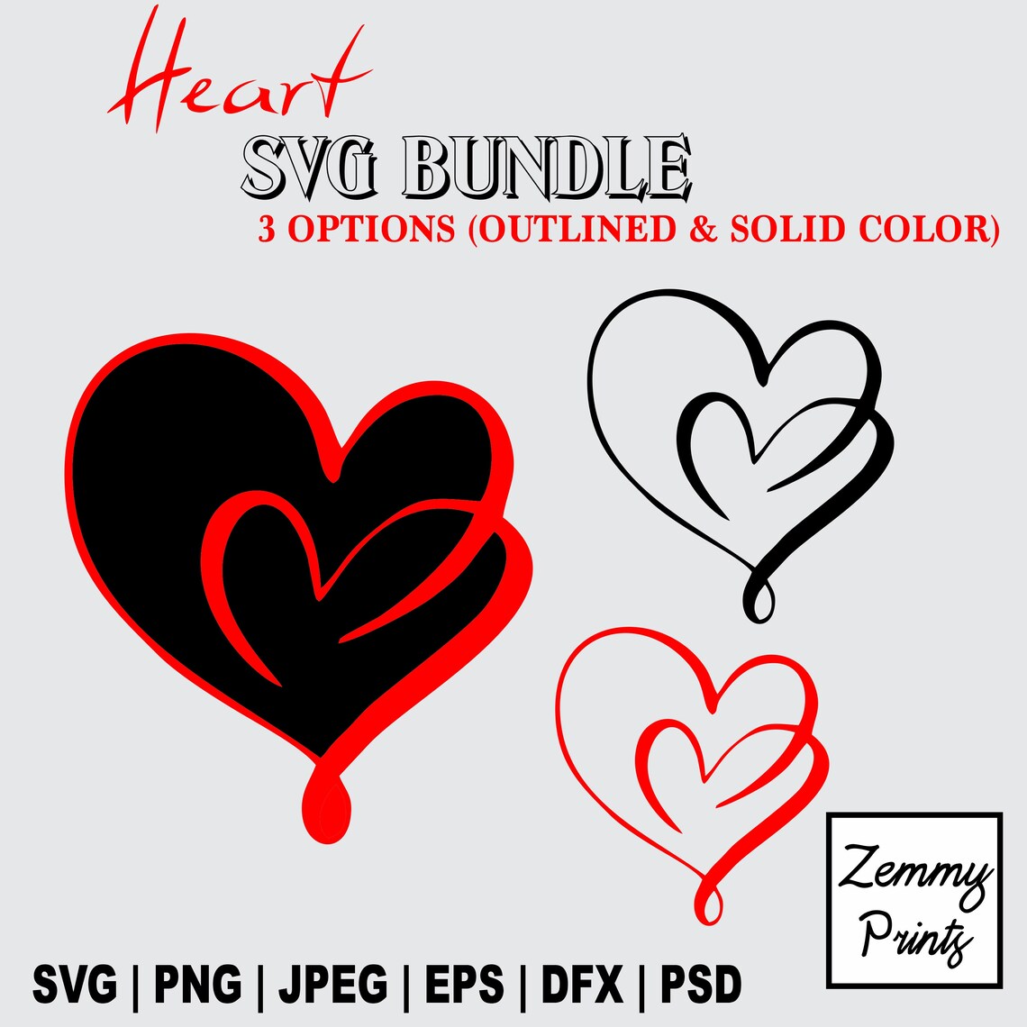 Heart SVG Bundle, Heart Outline, Heart Clipart, Heart Outline Clipart ...