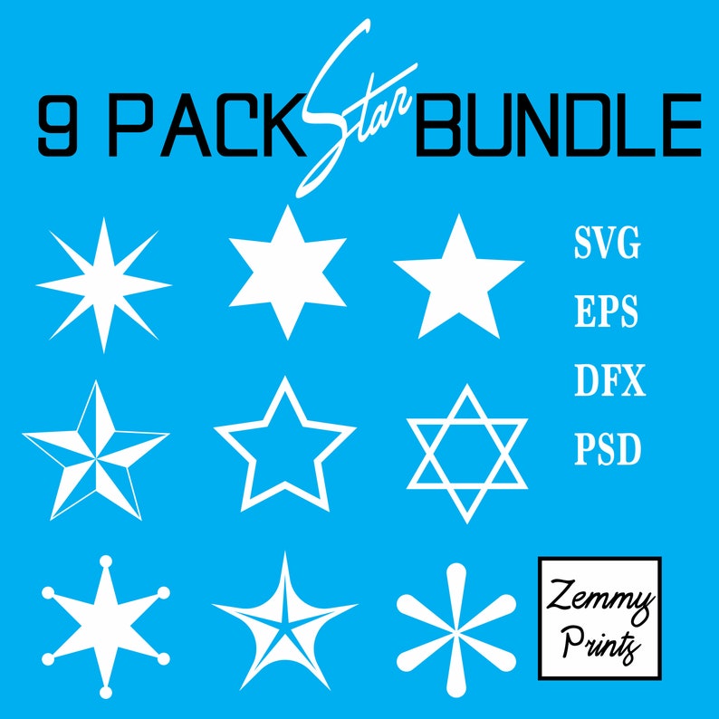 9 Star Bundle SVG, Star PSD, Star Clipart, Star Outline Clipart, Star ...