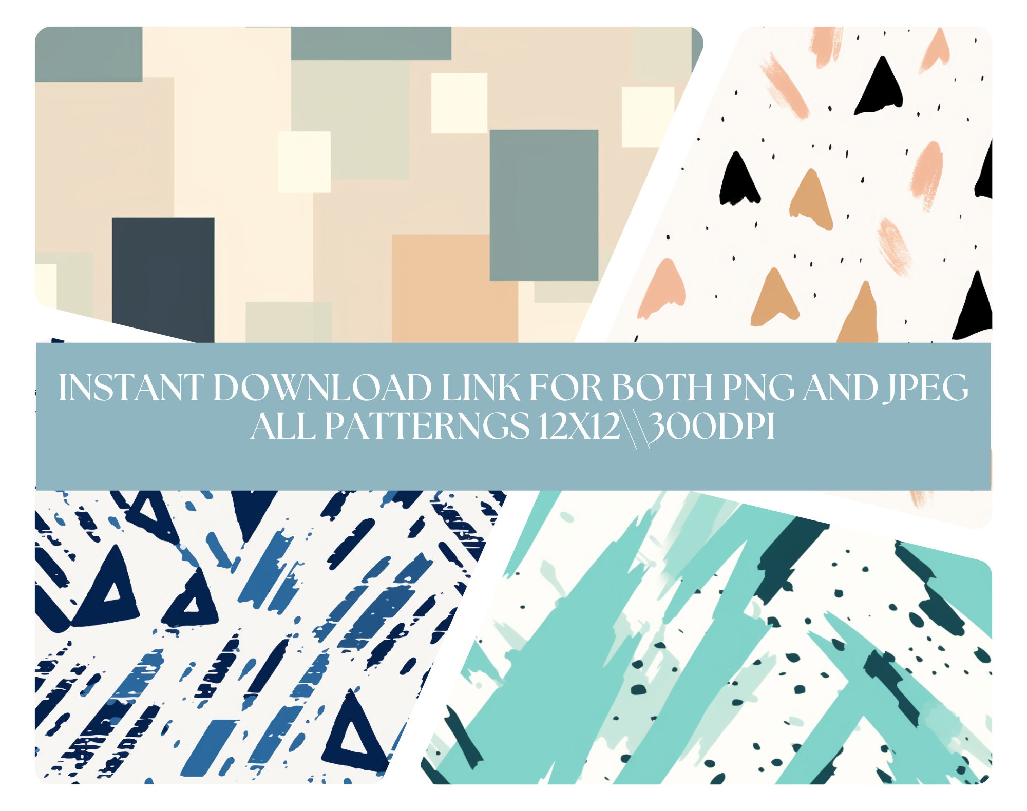 8 Unique Hand-drawn Shape Patterns: Simplistic Geometric Designs for ...