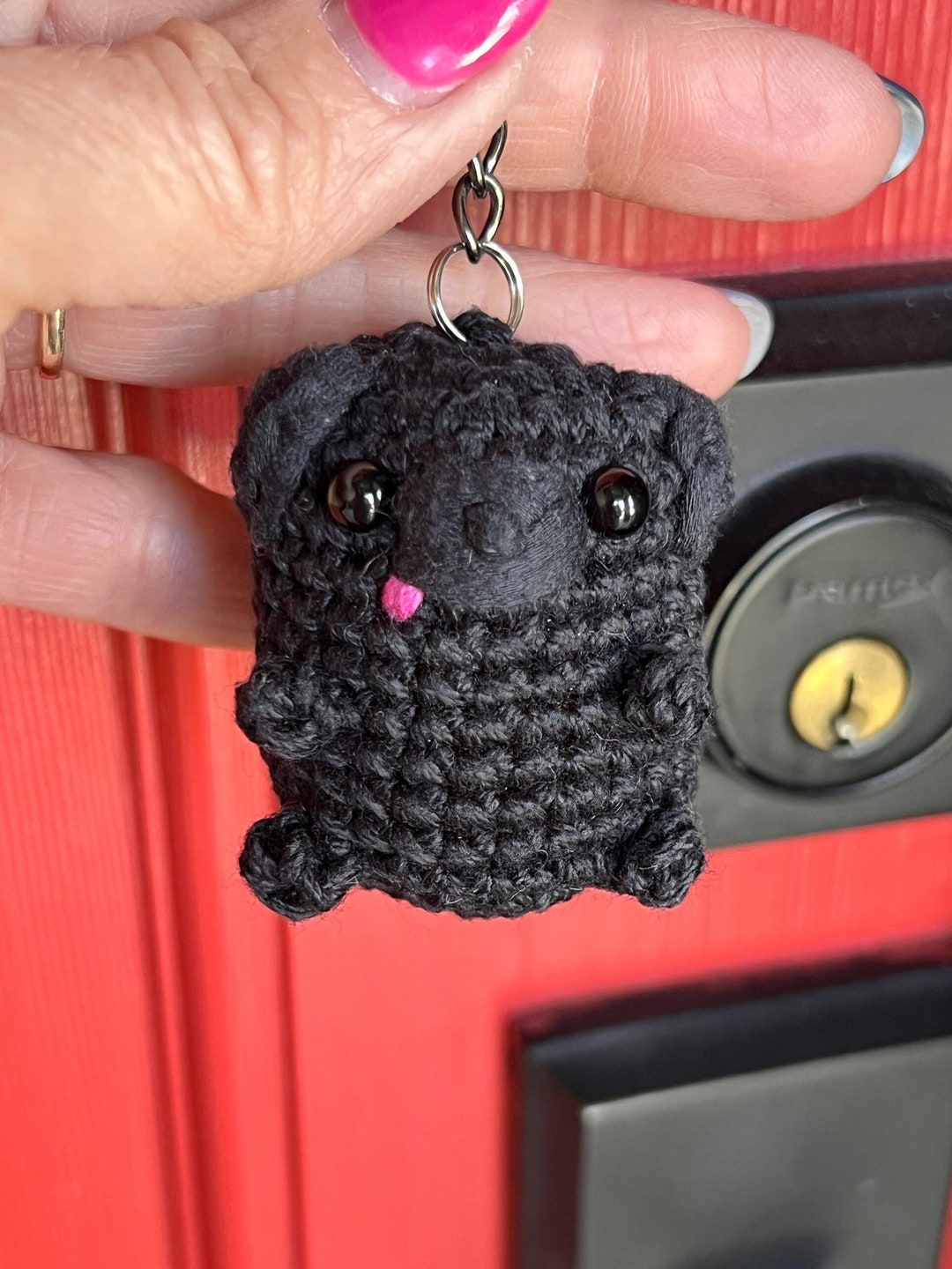 Crochet Black Pug Keychain nibbler - Etsy