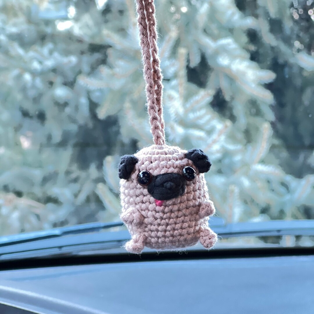 Pug, Faun Crochet Car Mirror Charm mojo - Etsy