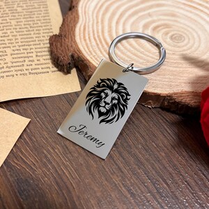 Lion Keychain Stainless Steel - Etsy
