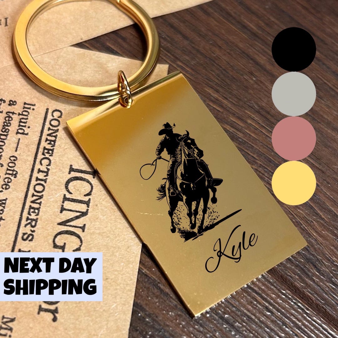Cowboy Keychain Stainless Steel - Etsy