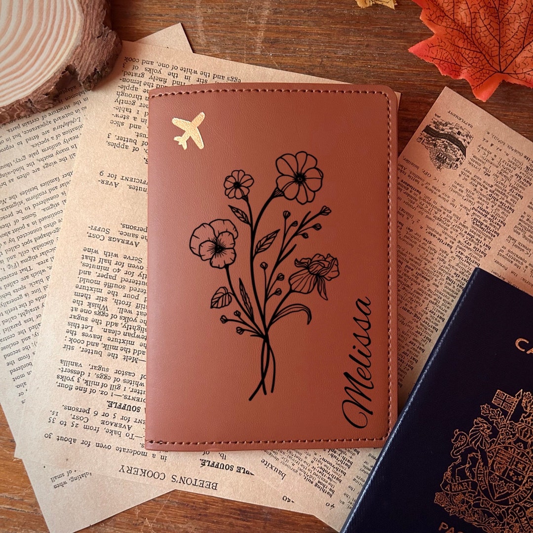 Birth Flower Passport Cover - Etsy