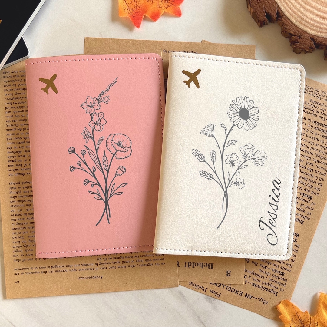 Birth Flower Passport Cover - Etsy