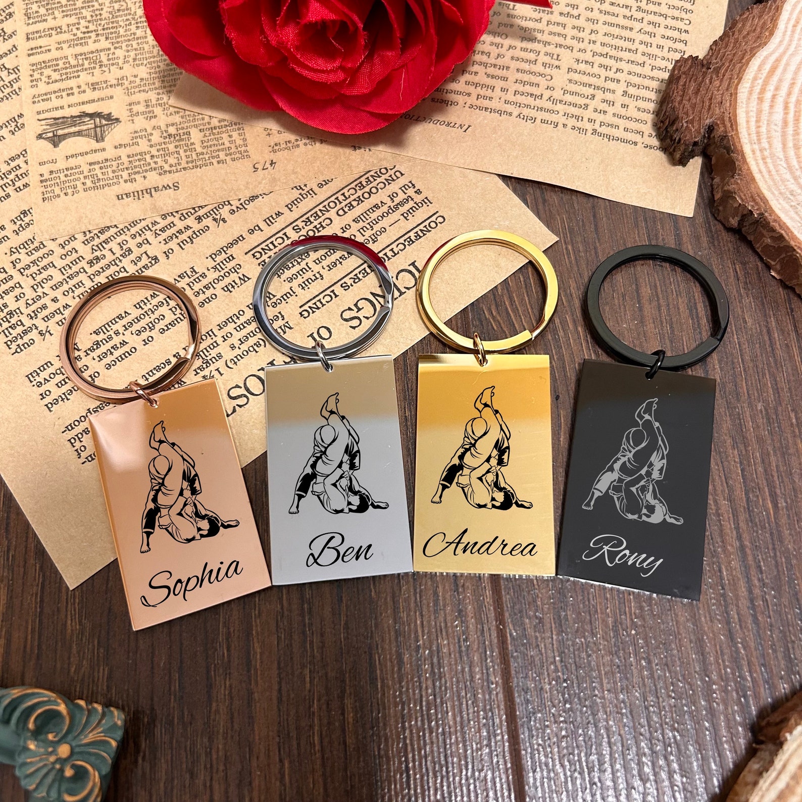 Jiu Jitsu Keychain Stainless Steel - Etsy
