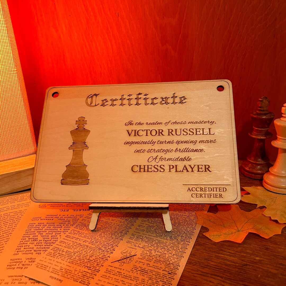 Chess Lover Genuine Wood Certificate Chess Engraved - Etsy