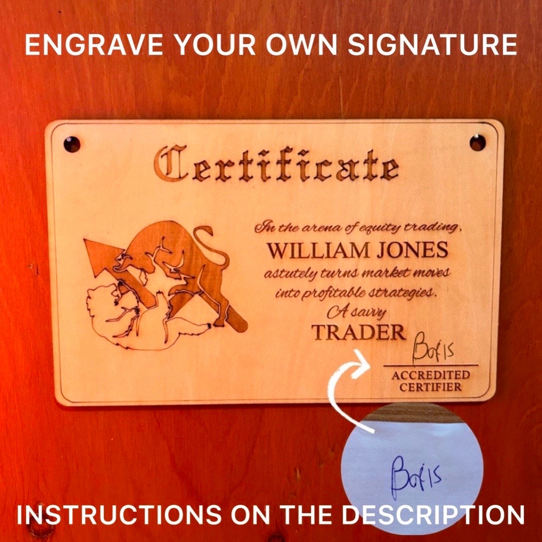 Stocks Lover Genuine Wood Certificate Investing Engraved Customized ...