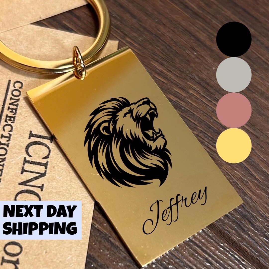 Lion Keychain Stainless Steel - Etsy