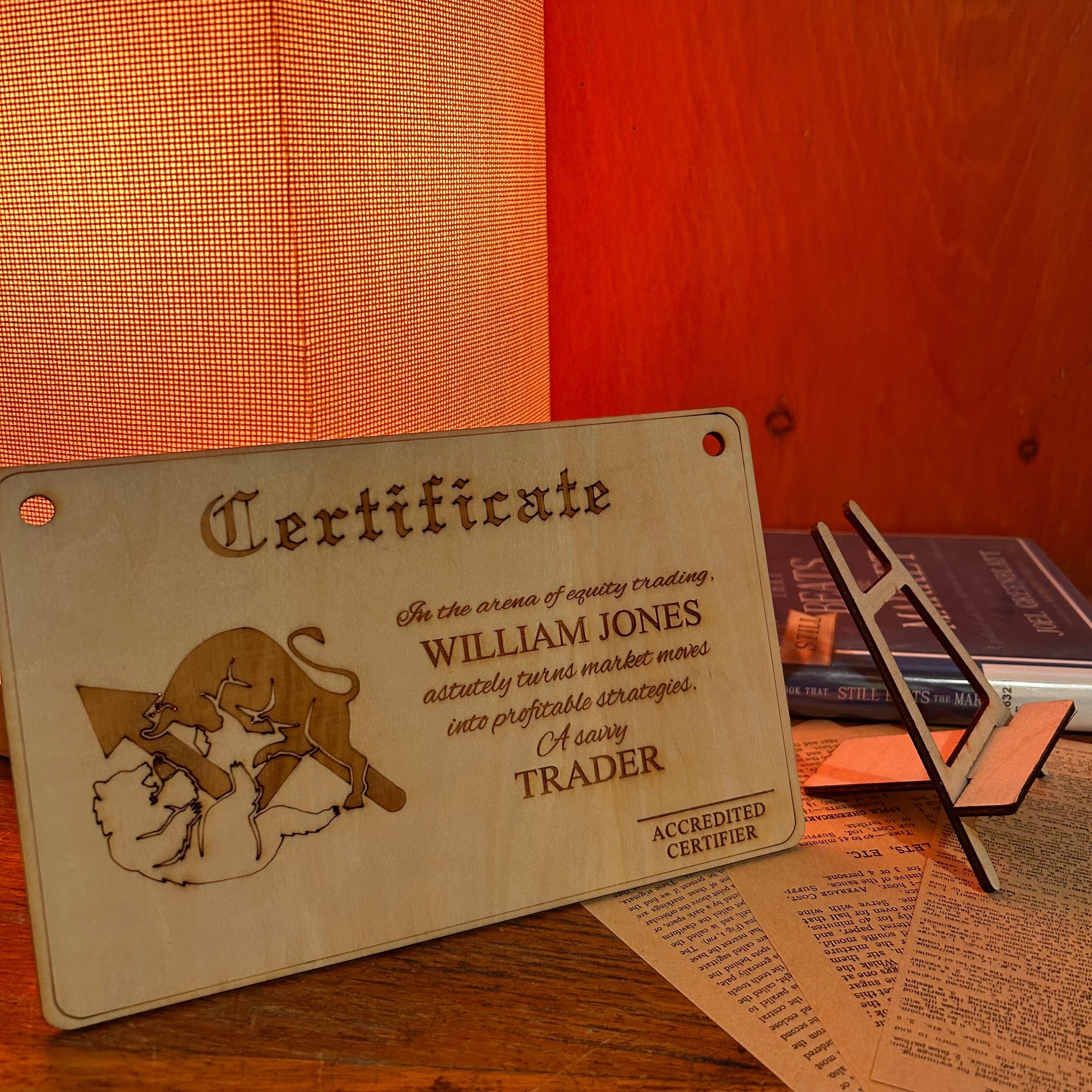 Stocks Lover Genuine Wood Certificate Investing Engraved Customized ...