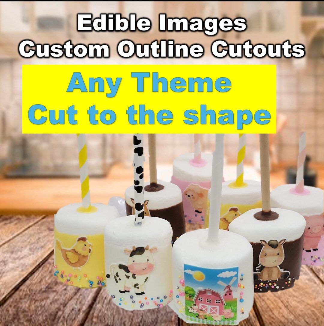 Custom Outline Cutout Edible Image Toppers. Pre-cut Contour Edible ...