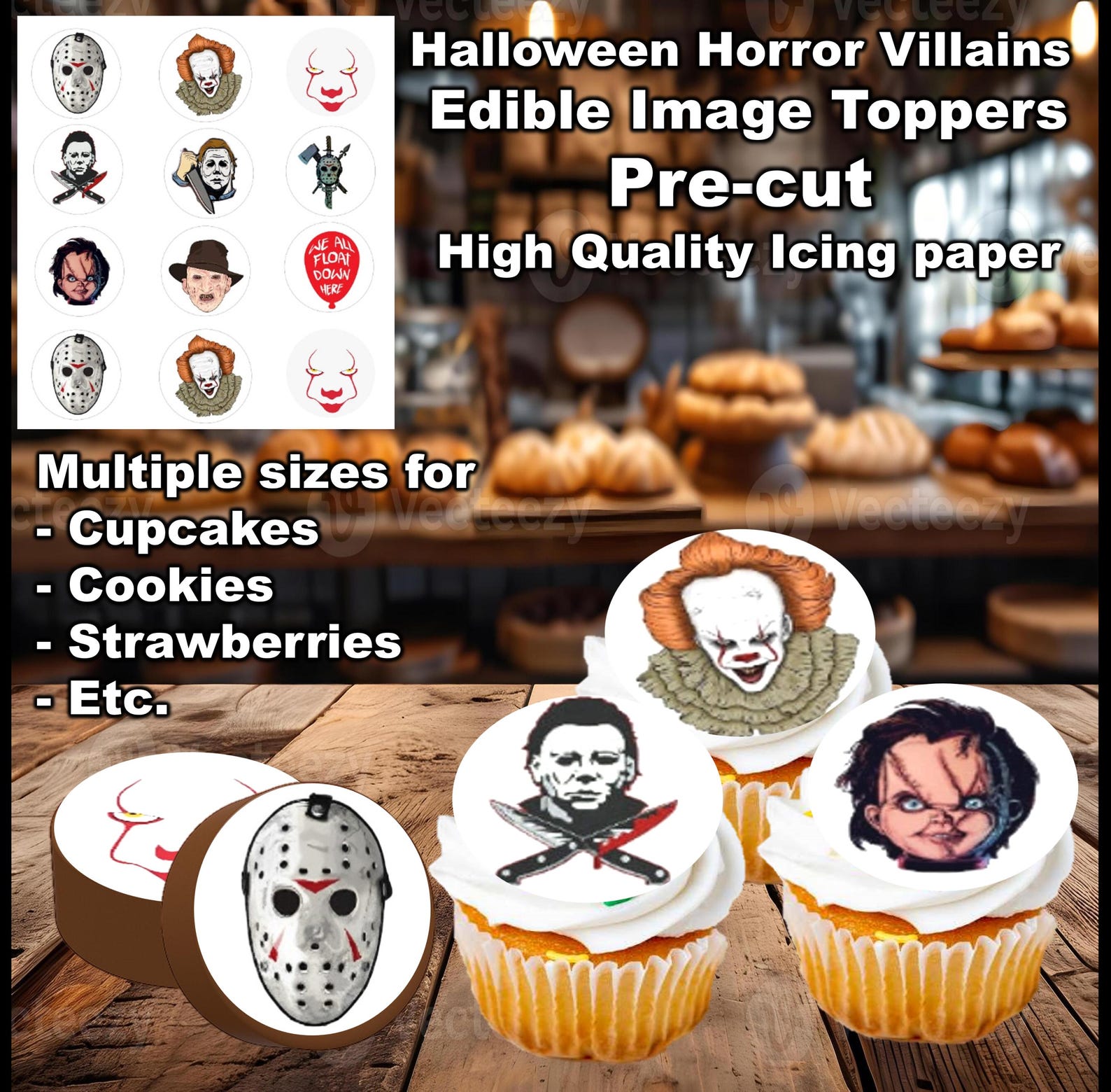 Halloween Horror Villains Edible Image Toppers - Etsy