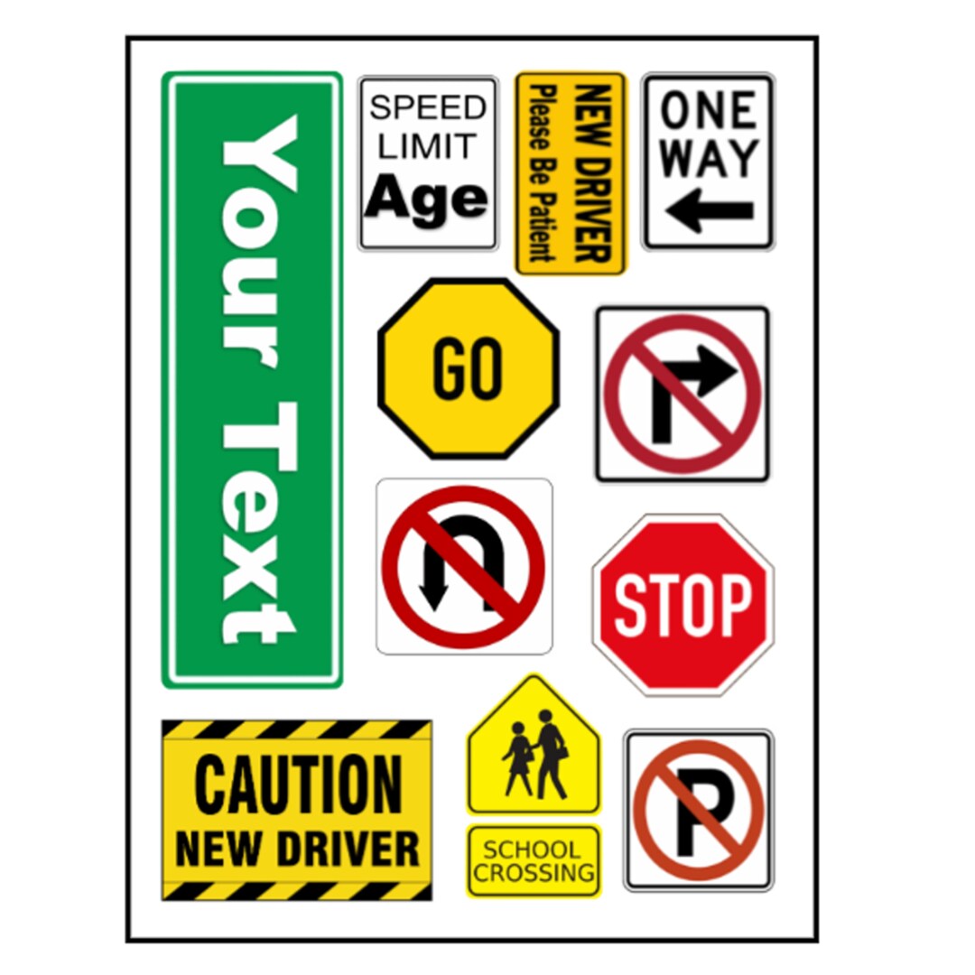 Street Signs New Driver Outline Cutout Edible Image Toppers. - Etsy