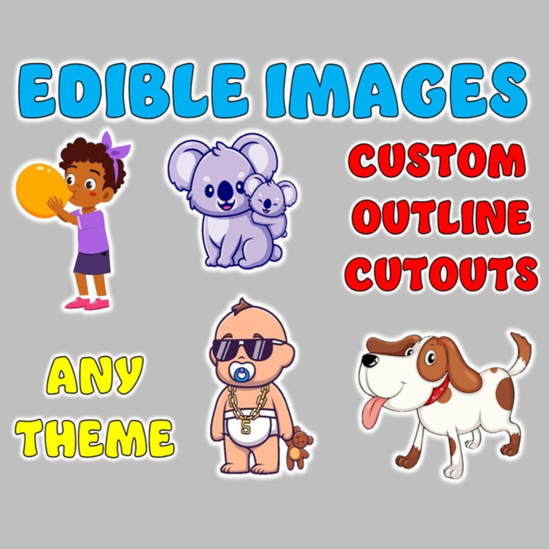 Custom Outline Cutout Edible Image Toppers. Pre-cut Contour Edible ...
