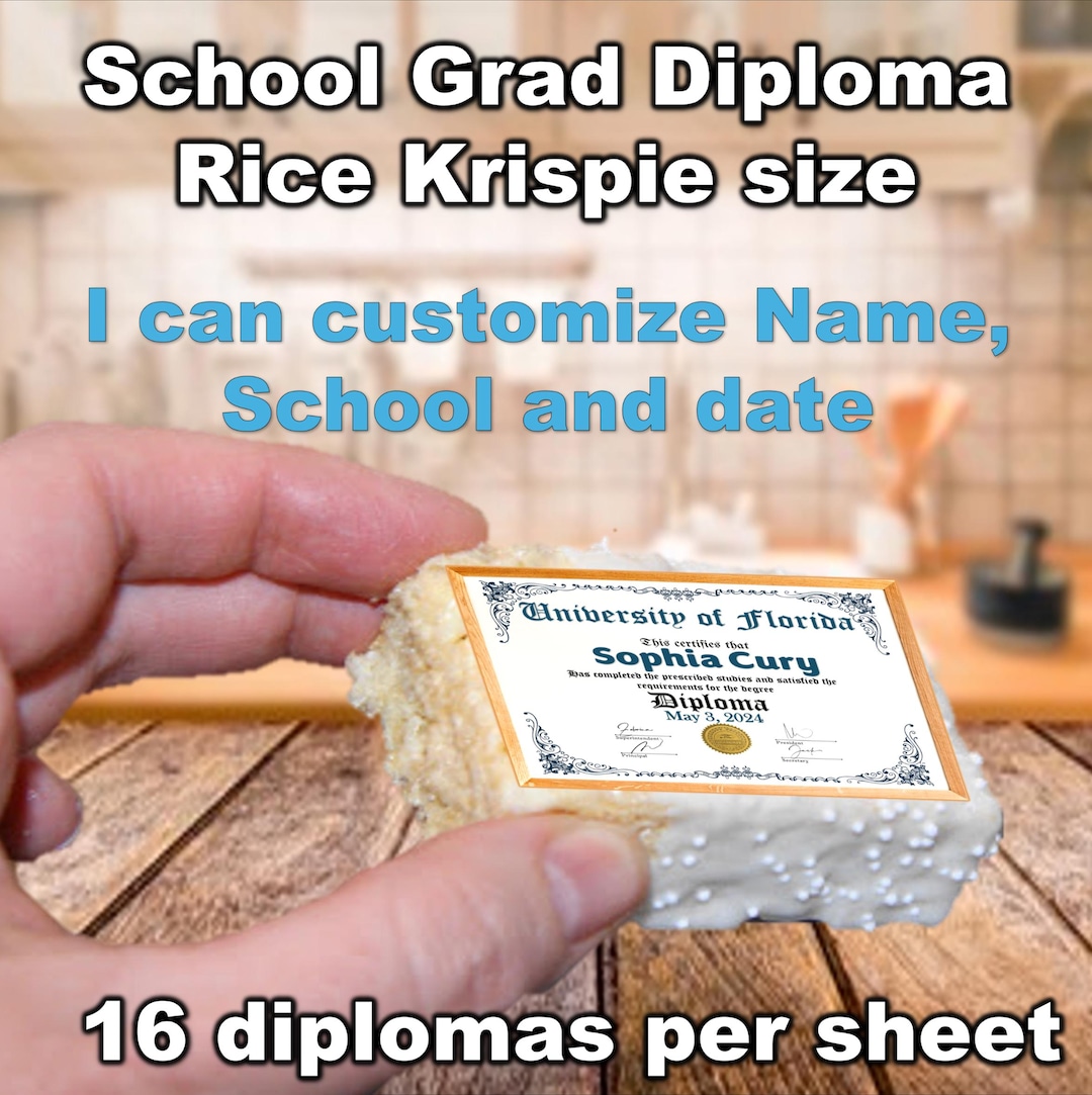 School Grad Diploma Edible Image Toppers for Rice Krispies. Pre-cut ...