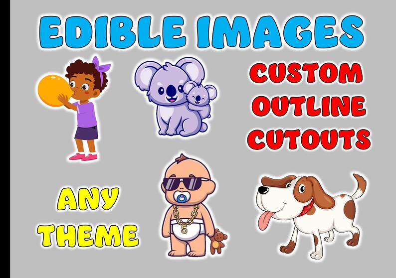 Custom Outline Cutout Edible Image Toppers. Pre-cut Contour - Etsy