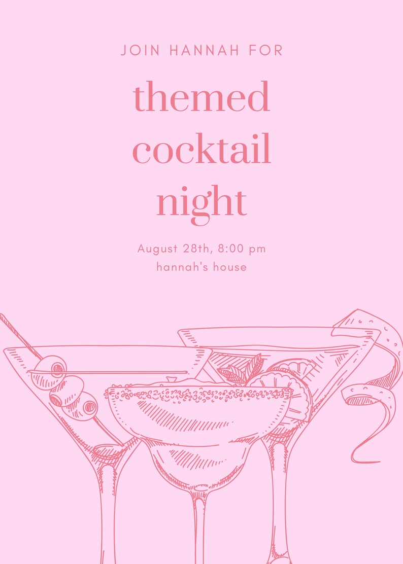 Themed Cocktail Night Custom Invitation - Etsy