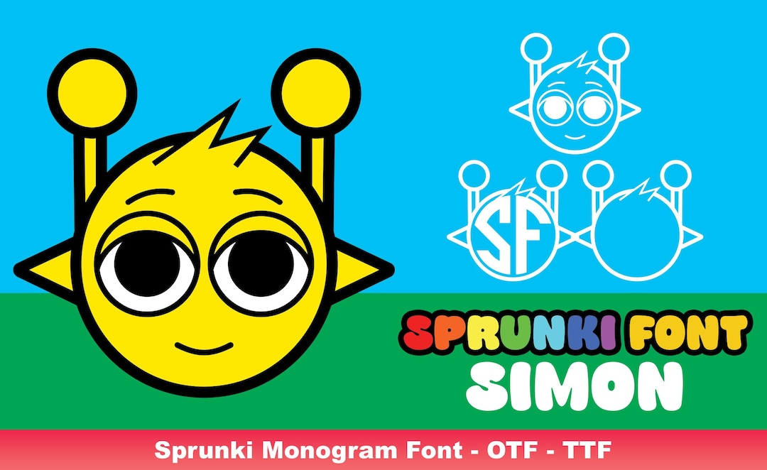 Sprunki Simon Monogram Font OTF TTF – Bold Alphabet for Cricut, Vinyl ...