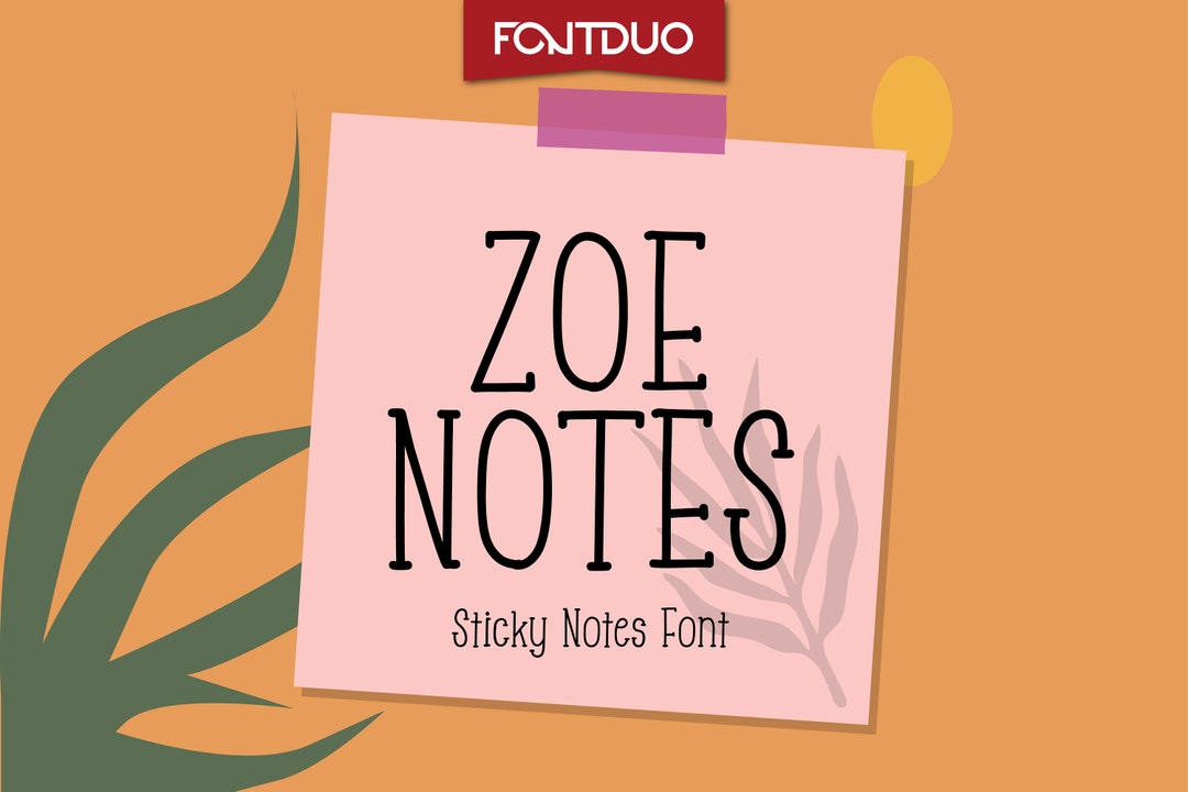 Zoe Sticky Notes Cricut Font, Modern Calligraphy, Cursive, Silhouette ...