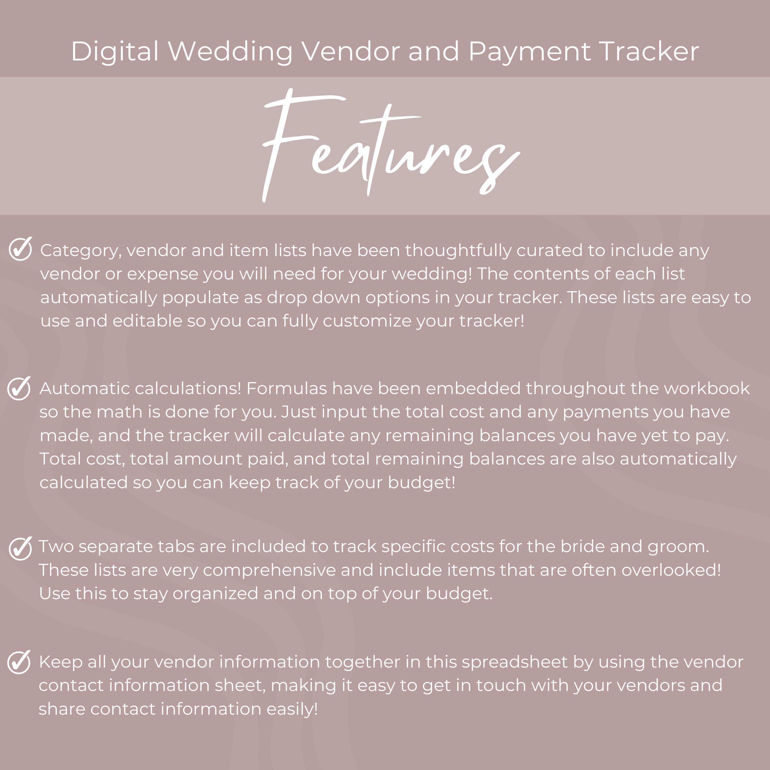 Wedding Vendor and Payment Tracker, Digital Wedding Vendor and Payment ...