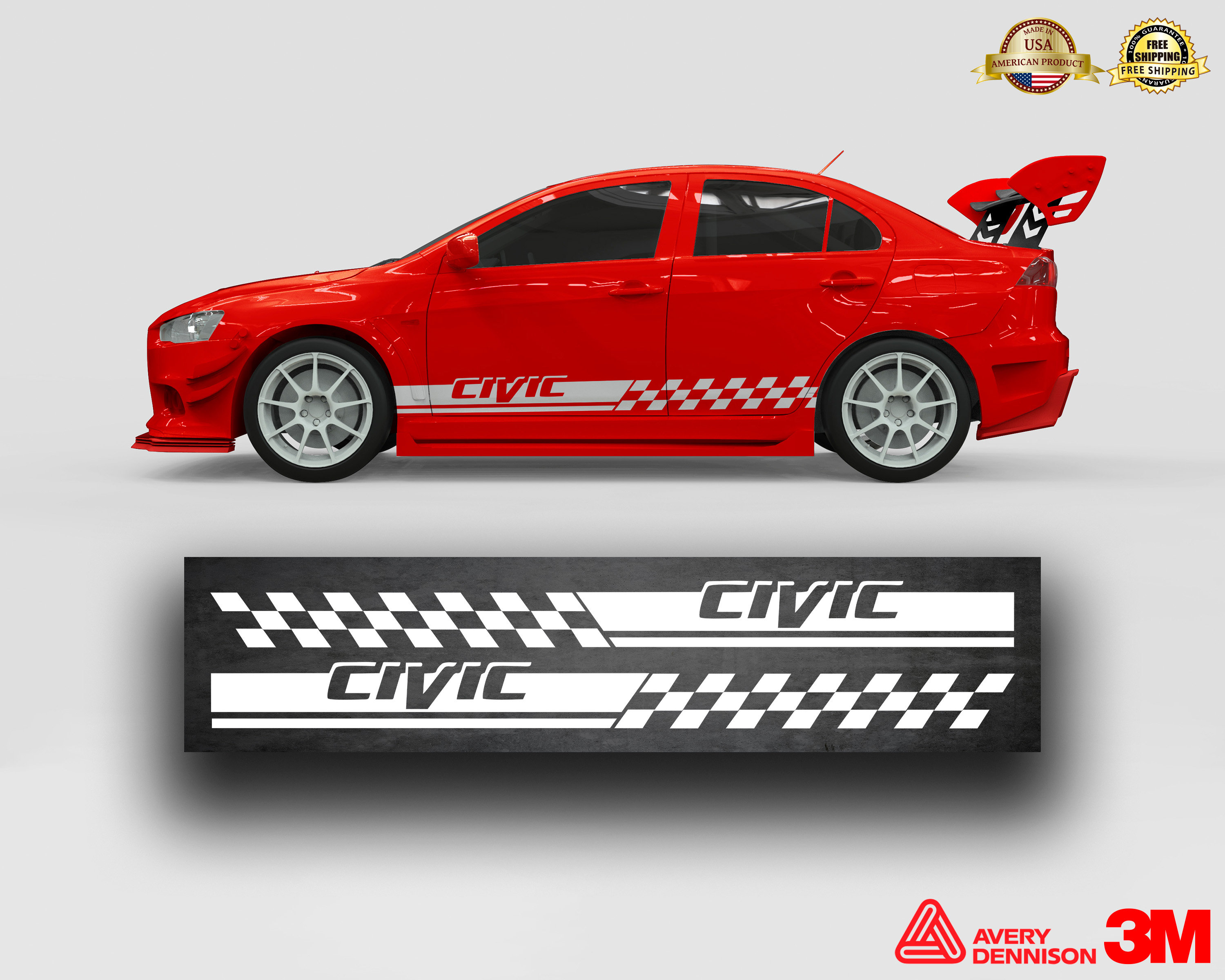 2x Strip Car Racing Vinyl Decal Sticker for Honda Civic - Etsy