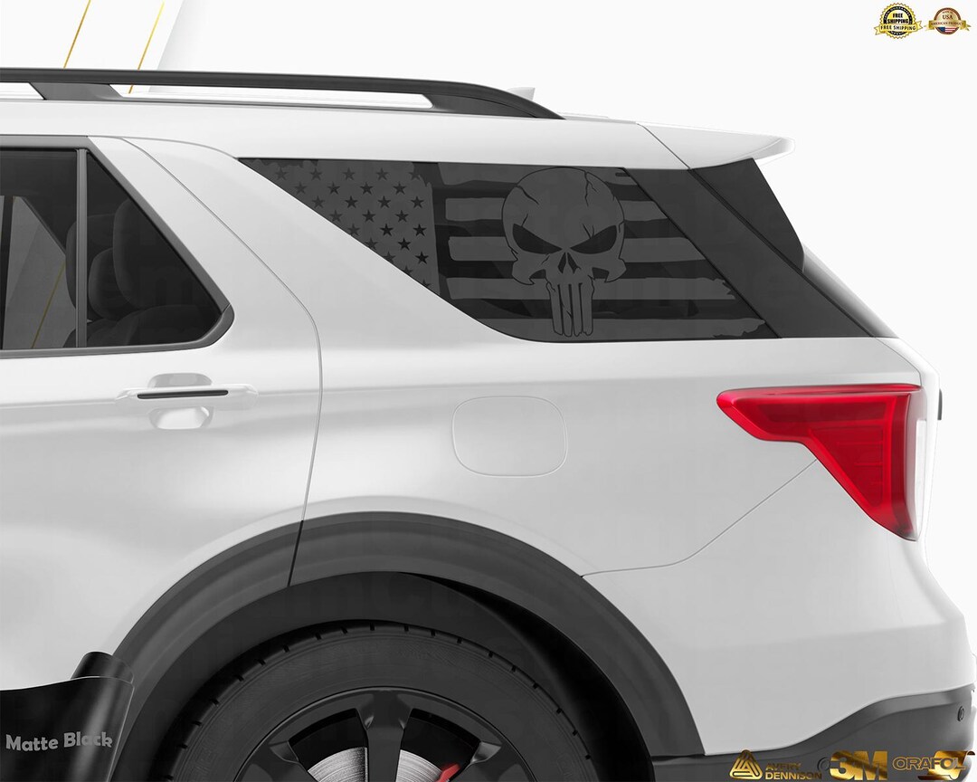 Rear Window Decal for Ford Explorer 2020–2025 | Distressed USA Flag ...