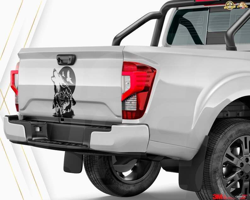 Howling Wolf Decal Car and Window Decal Wolf Moon Trees - Etsy