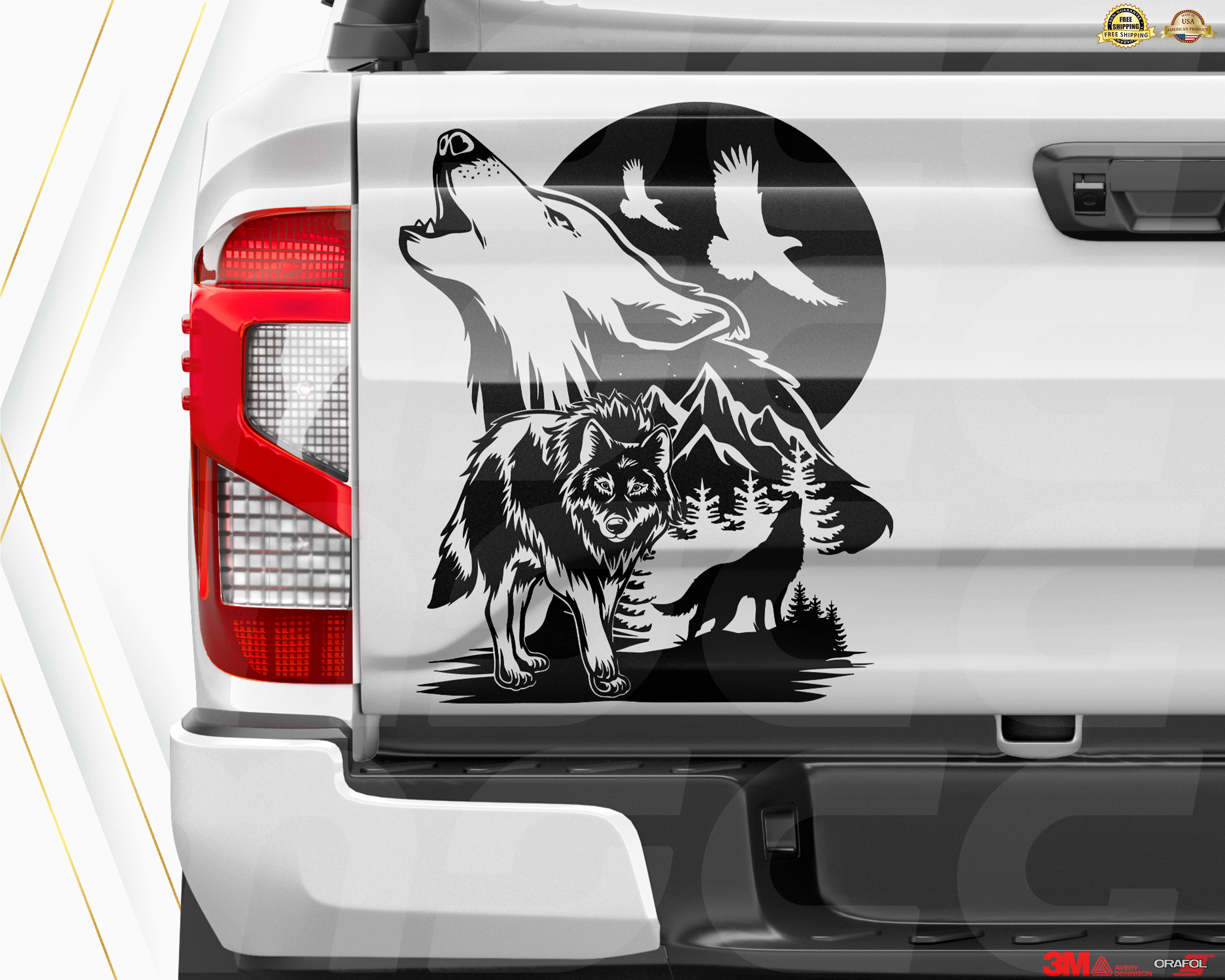 Howling Wolf Decal Car and Window Decal Wolf Moon Trees - Etsy
