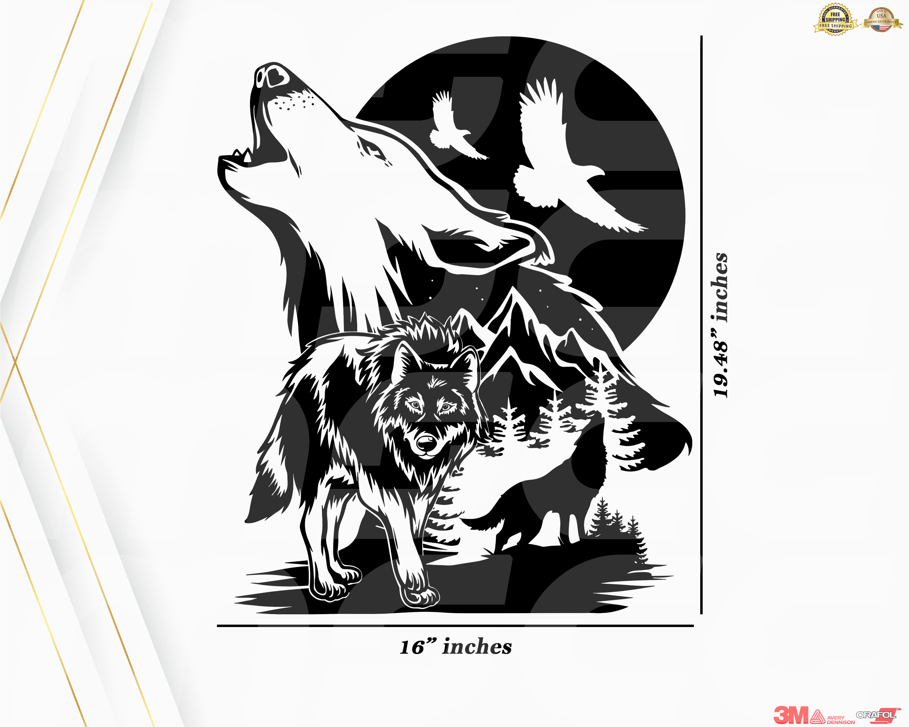 Howling Wolf Decal Car and Window Decal Wolf Moon Trees - Etsy