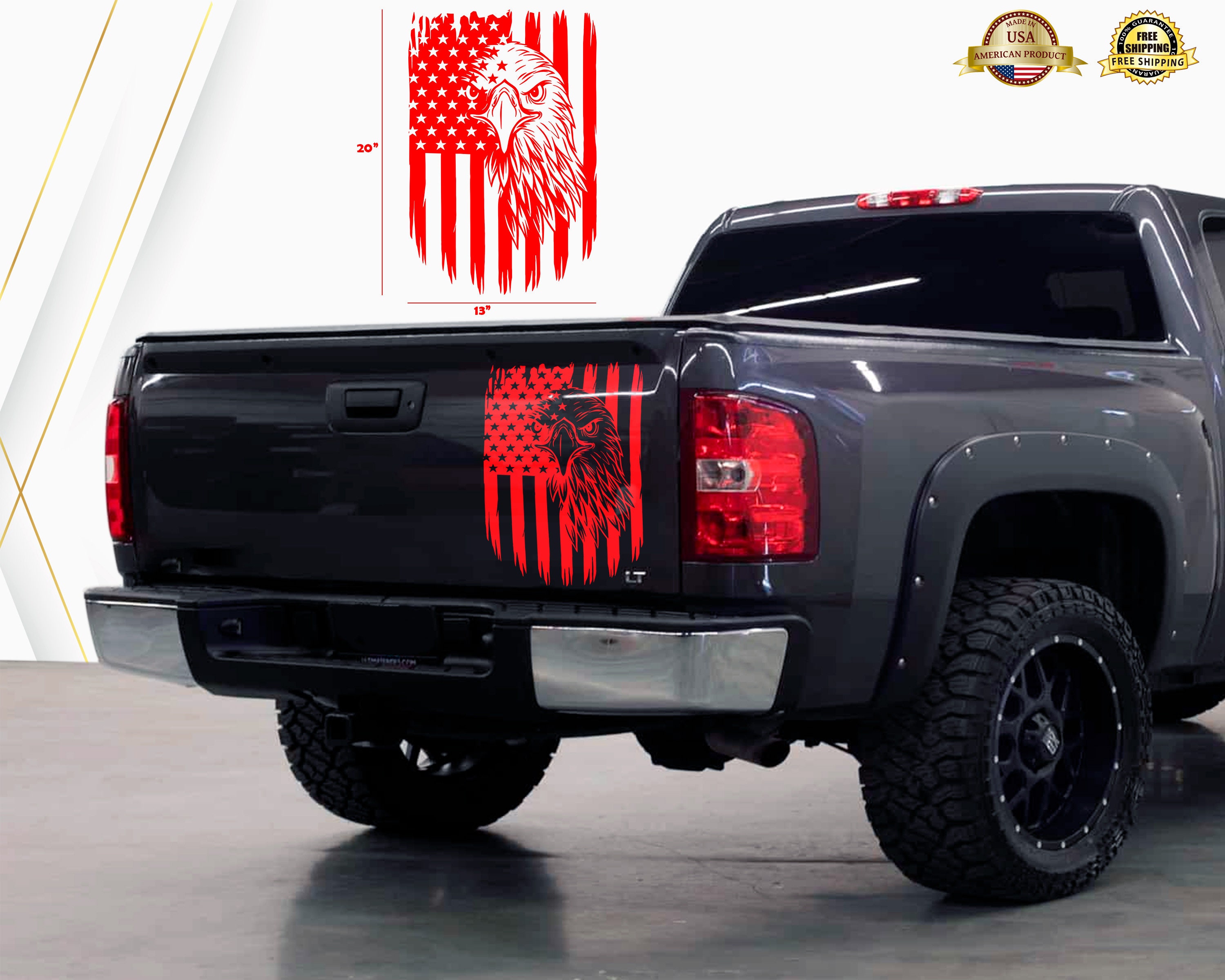 Eagle With American Flag Tailgate Vinyl Decal Sticker for - Etsy