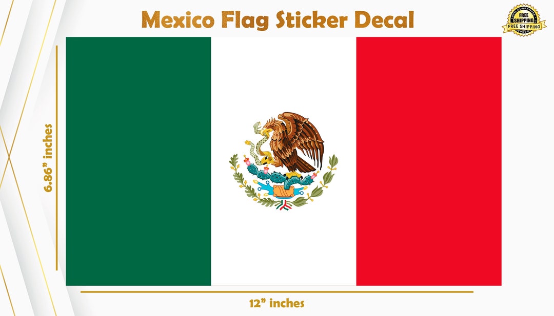 Mexico Flag Sticker Decal, Mexican Republic Flag, Car Window Decal ...
