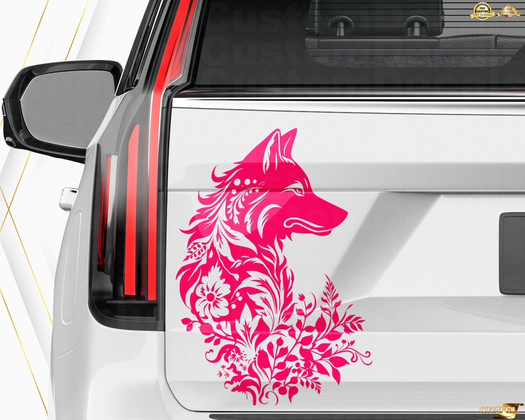 Guardians of Nature: Floral Wolf Car Sticker - Embrace Wild Beauty - Etsy