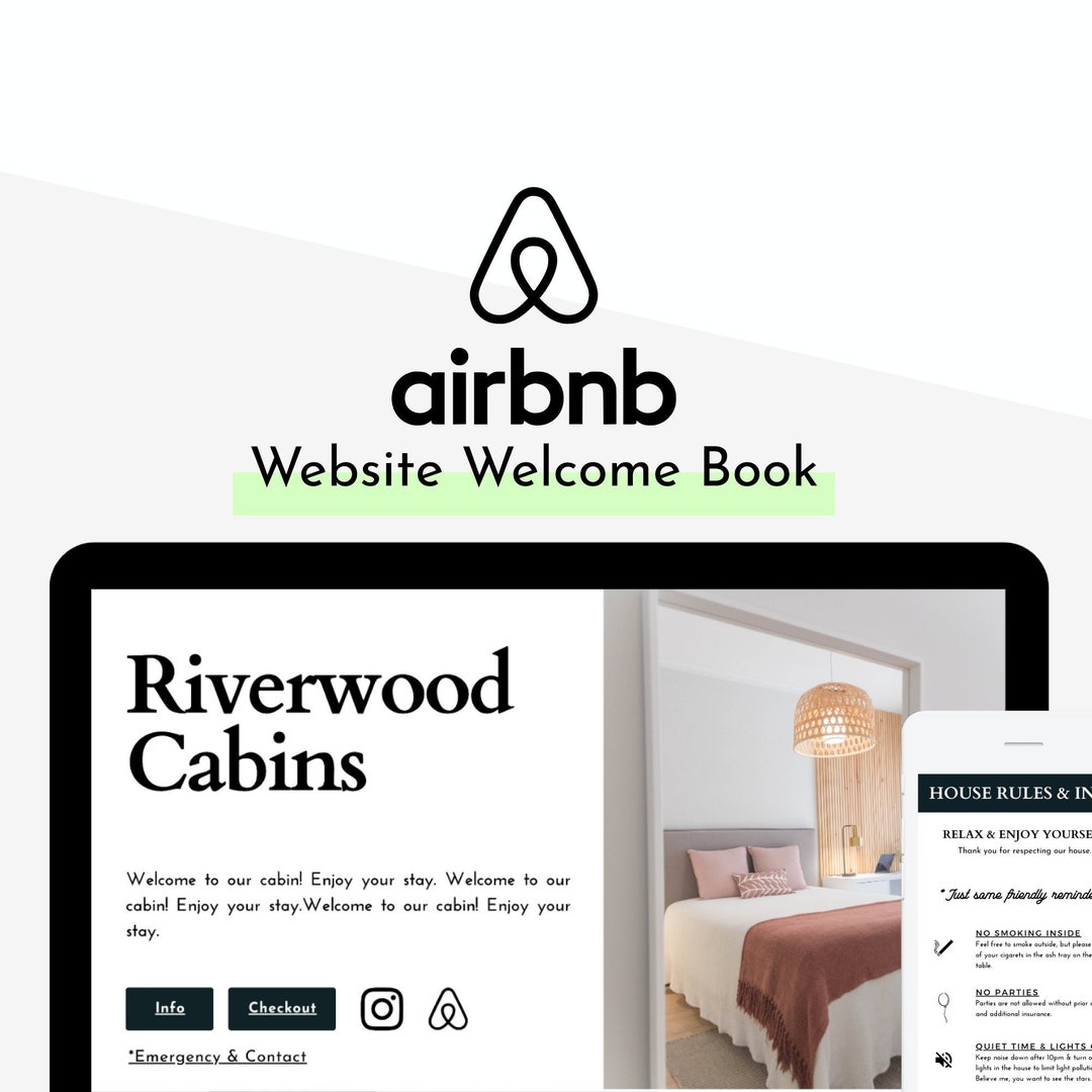 Airbnb Website Guest Book Template Canva Web Template Vacation Rental ...