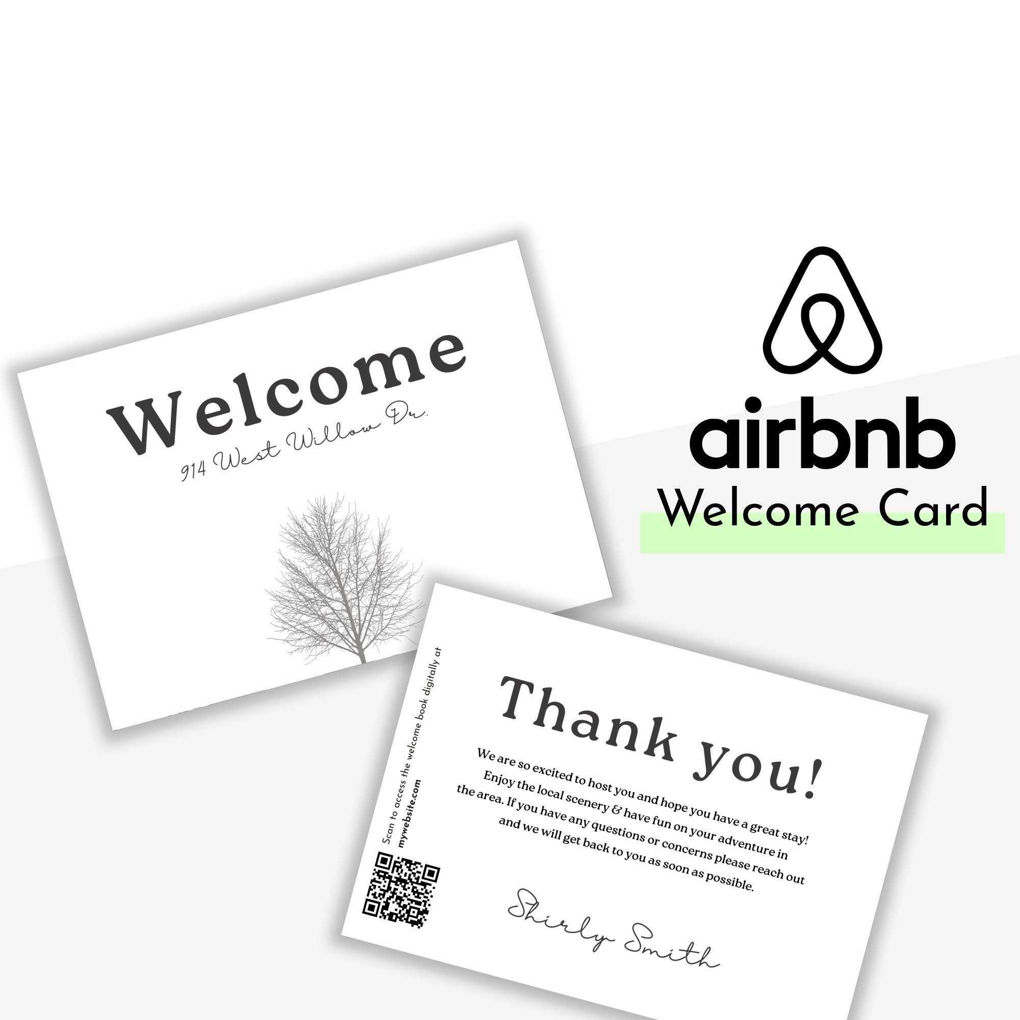 Airbnb Welcome Card Host Thank You Card Printable Template Airbnb ...