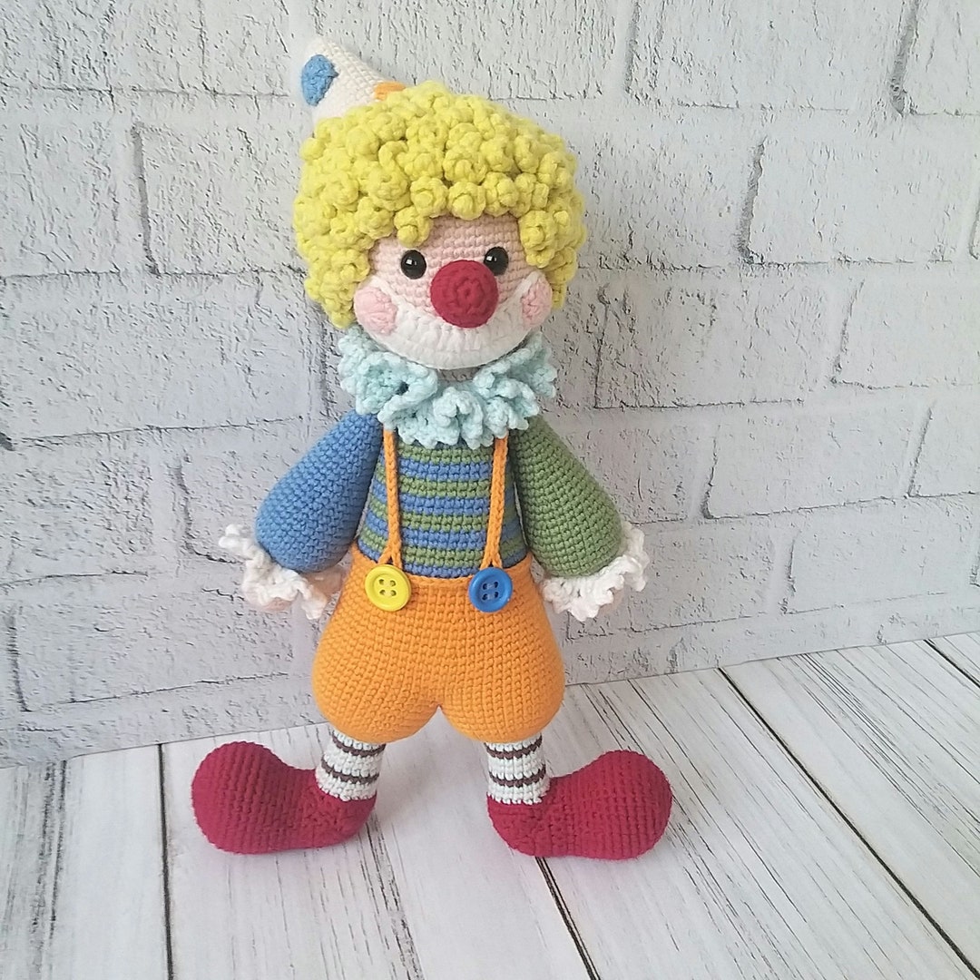 Colorful Crochet Clown Toy: Handmade Cotton-acrylic Yarn - Etsy