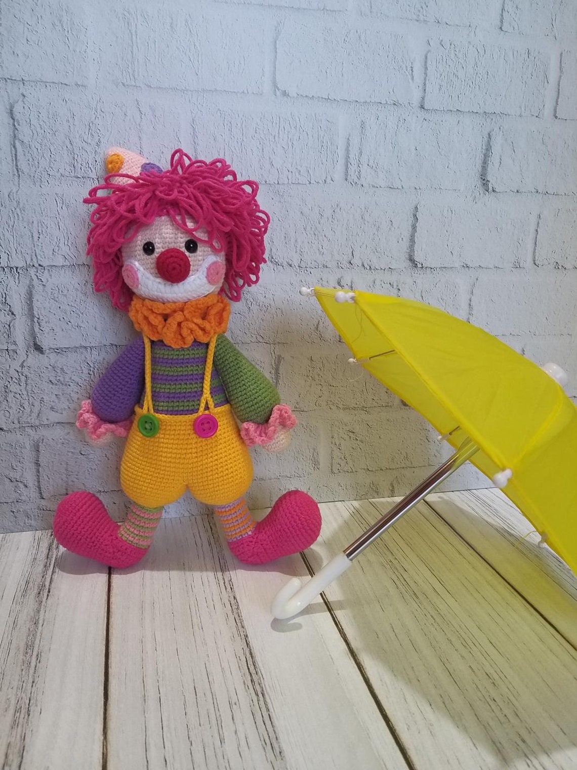 Crochet Clown Toy: Colorful Cotton-acrylic Yarn, Handmade - Etsy